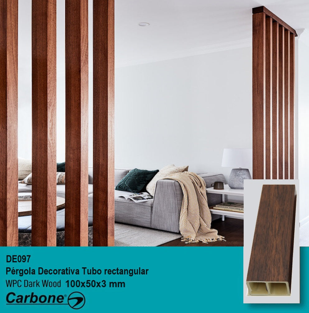 Pergola Decorativa Tubo WPC 4X2" Dark Wood Rectangular 100X50x2900mm ...