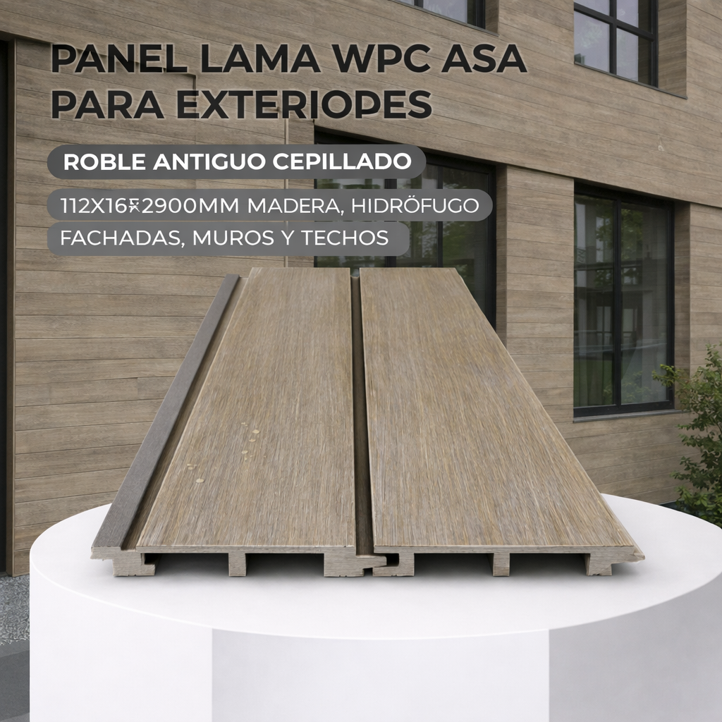 Panel Lama WPC ASA Roble Cepillado Para Exteriores 112X16x2900mm, Made ...