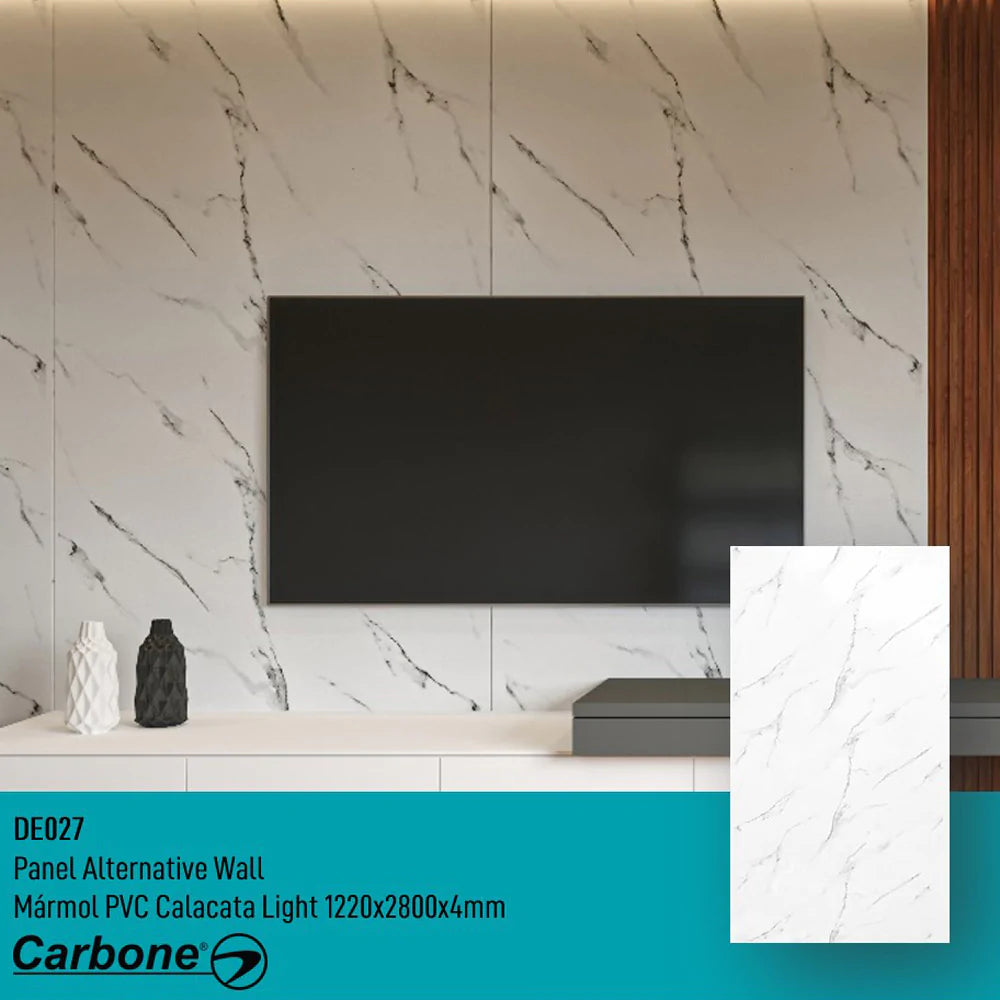 Panel Decorativo Mármol PVC 1.22 M X 2.80 M X 4 Mm. Acabado: Light Cal ...