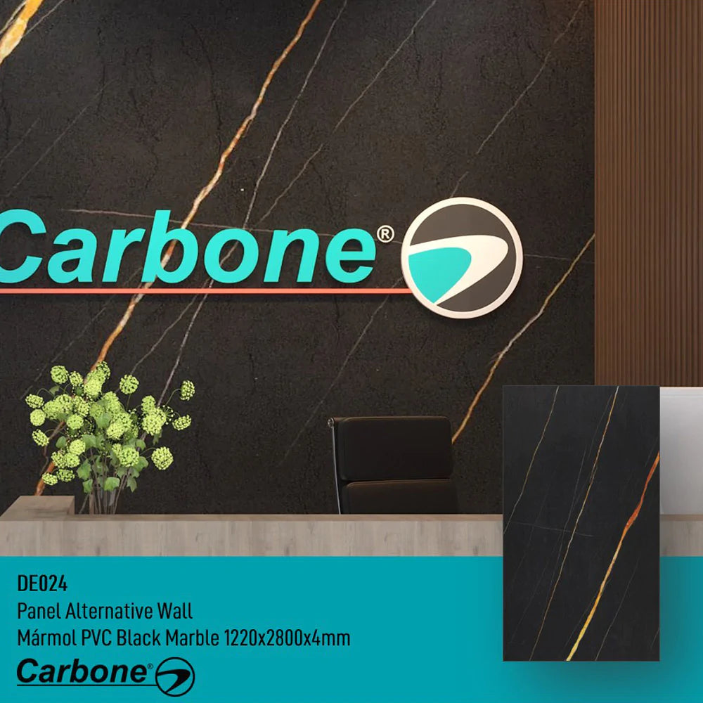 Panel Decorativo Mármol PVC 1.22 M X 2.80 M X 4 Mm. Acabado: Black Mar ...